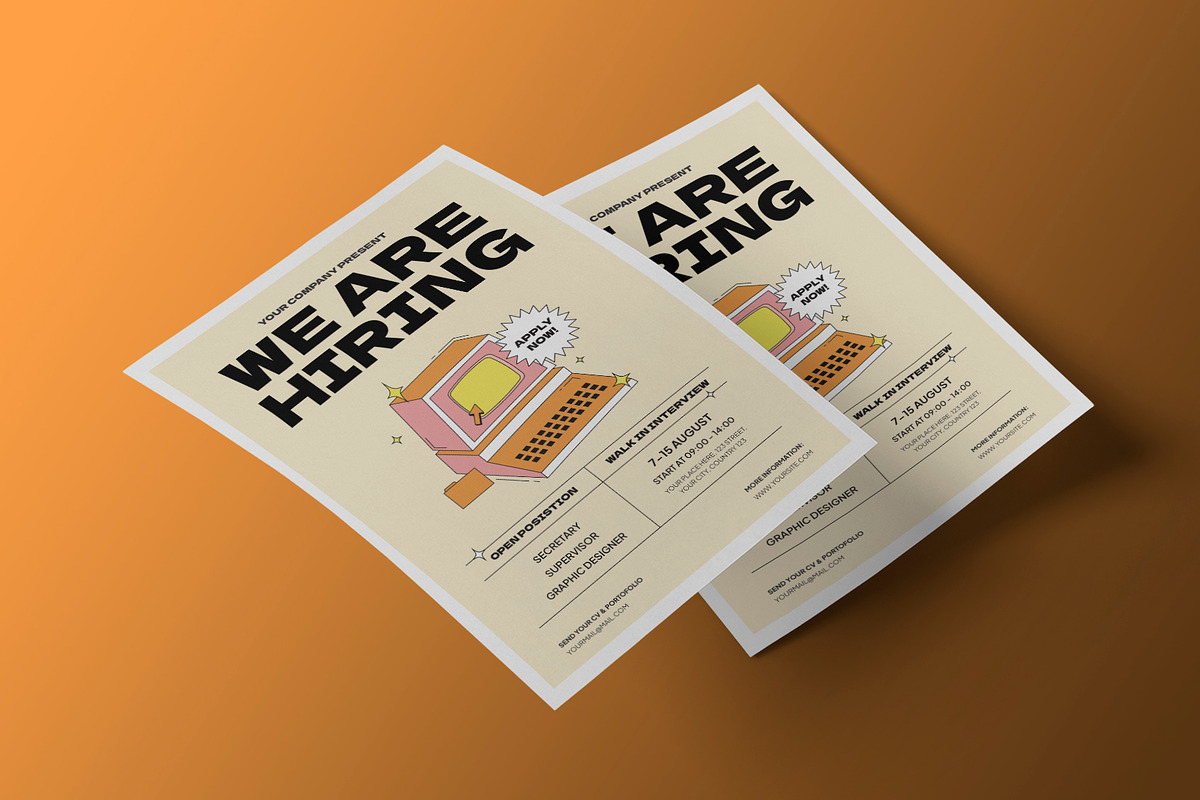 Retro Hiring Flyer, a Flyer Template by Neermana