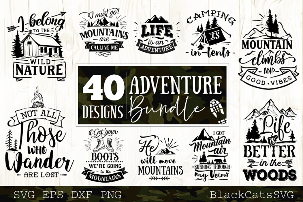 Adventure SVG bundle 40 designs, an Illustration by BlackCatsMedia
