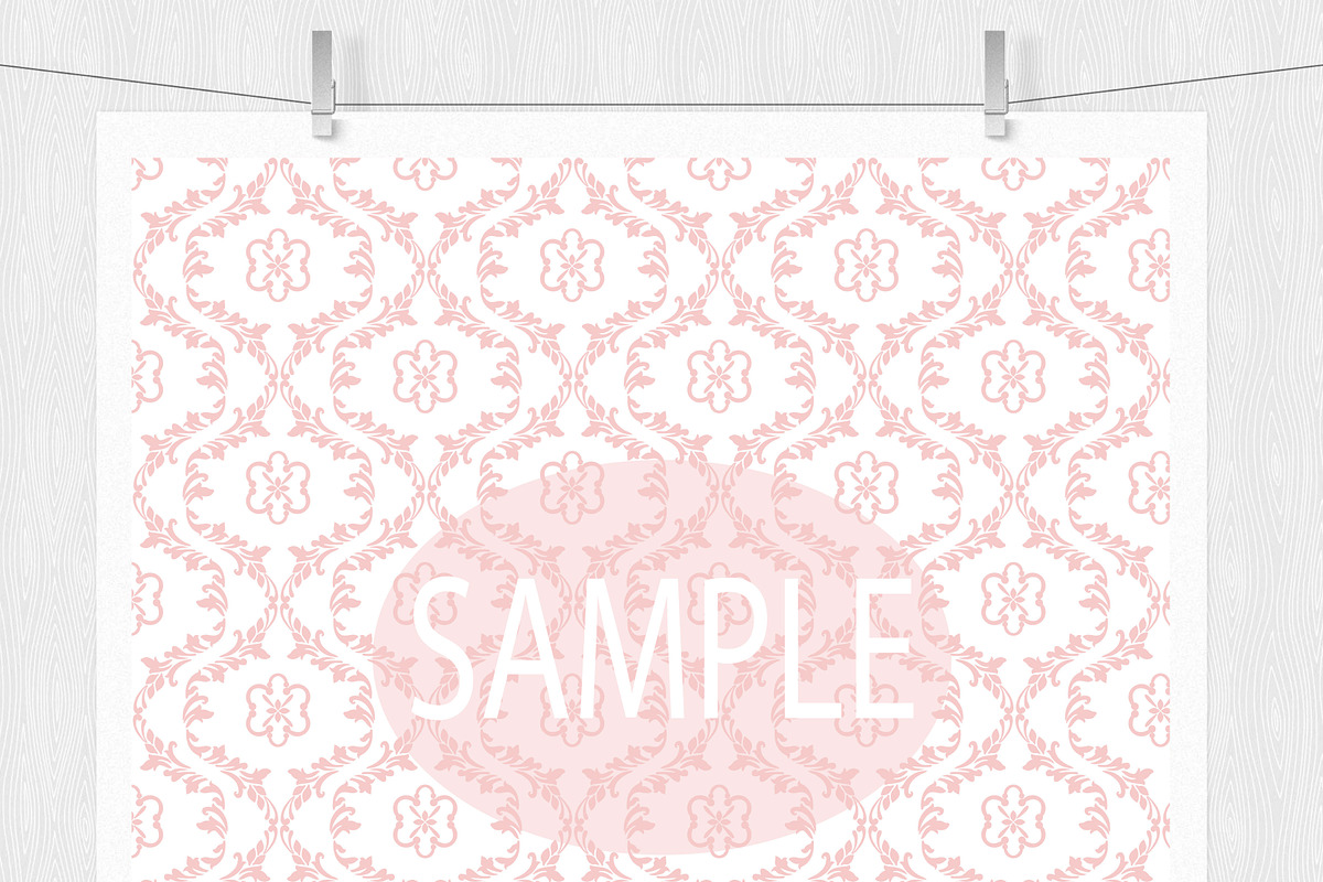 Pink Damask Digital Paper, a Pattern Graphic by Leska's Digitals