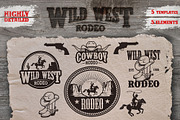 Set of cowboy rodeo emblems, a Branding & Logo Template by Alexander ...