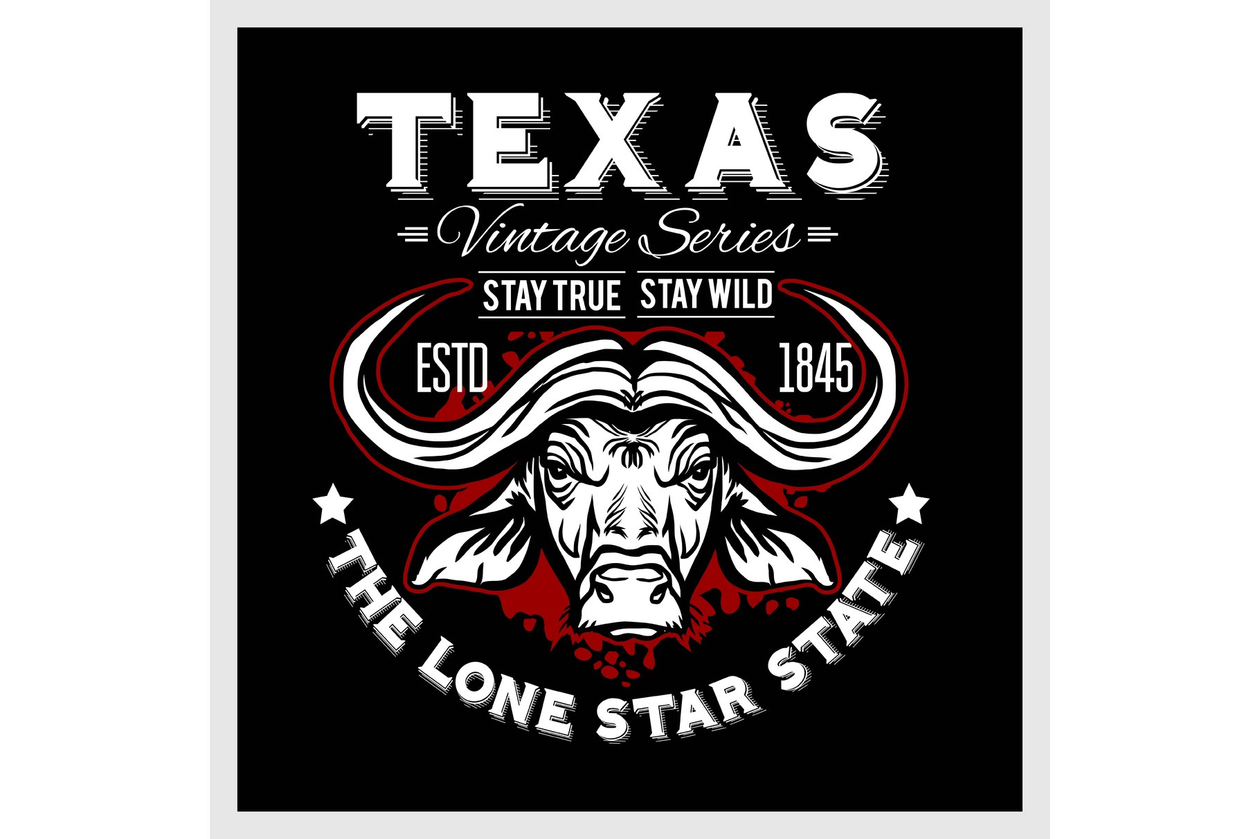 Texas - vintage typography with a, an Animal Illustration by Digital ...