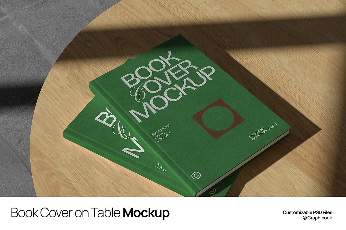 Book Cover On Table Mockup, a Books & Magazine Mockup by graphicook