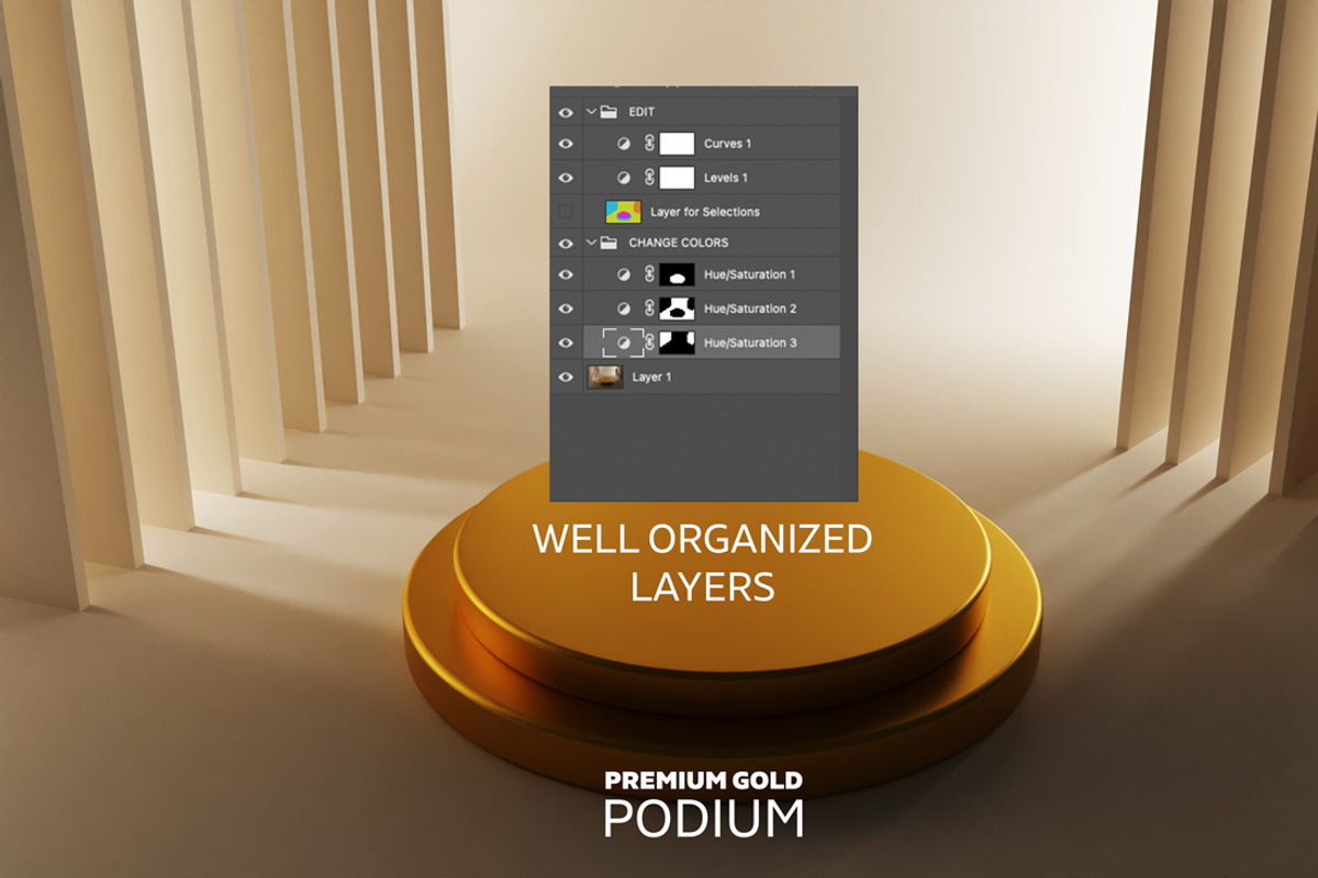 Premium Gold Podium Mockup, an Advertising Mockup by Voar Mockups