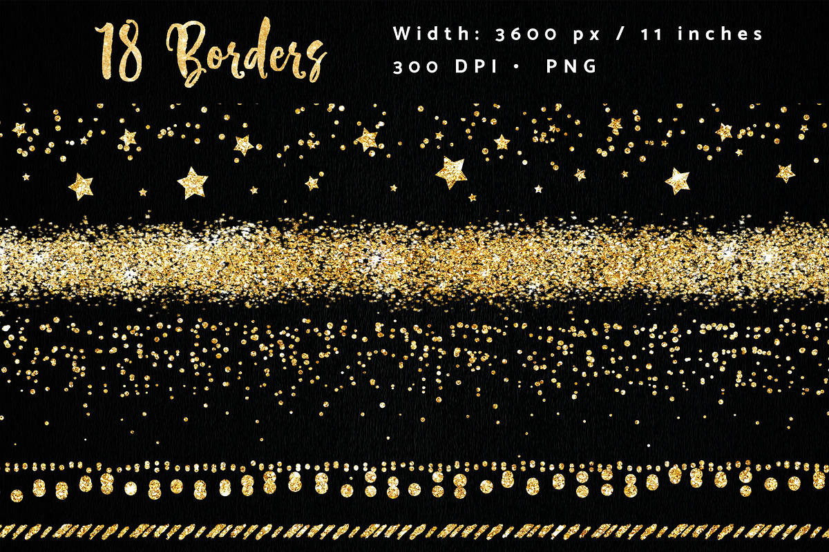 Gold Glitter Overlay Frames Borders, a Texture Graphic by Nifty ...