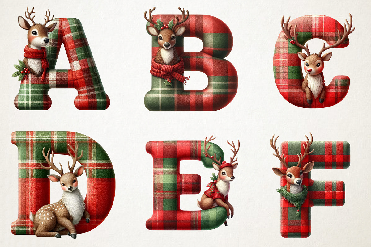 Christmas Reindeer Alphabet Png Clip, an Illustration by RobertsArt