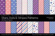 Stars, Dots & Stripes Digital Papers, a Pattern Graphic by ZoollGraphics