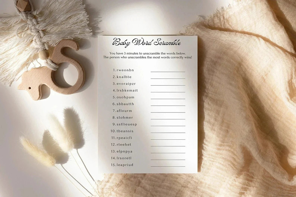 Baby Shower Word Scramble Template, a Card Template by LucaTheme