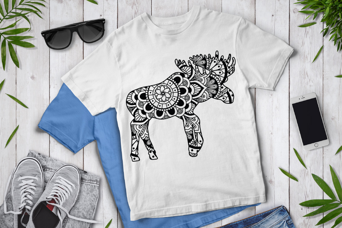 Moose Mandala SVG, Moose Clipart., an Animal Illustration by Doodle ...