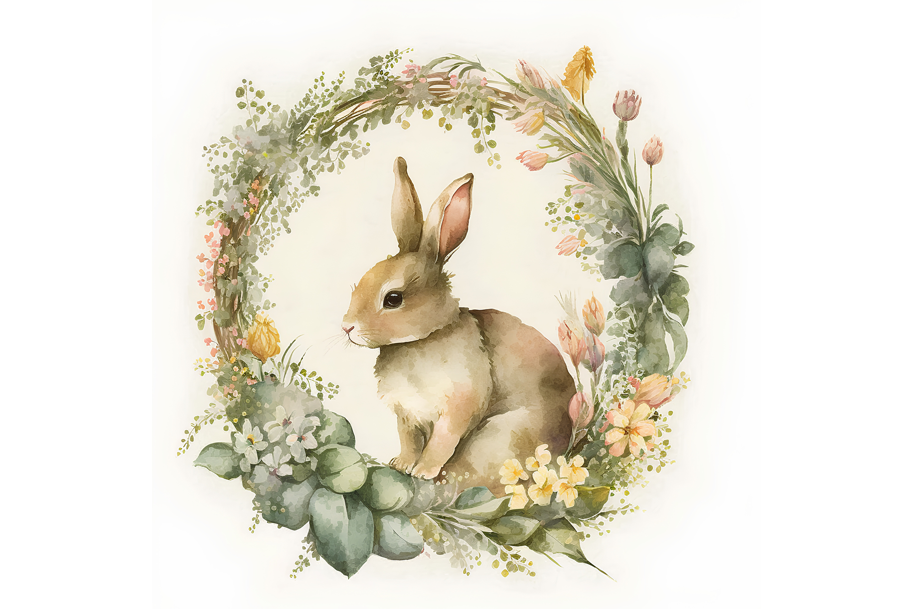 Watercolor Rabbit Wreath | Creative Market