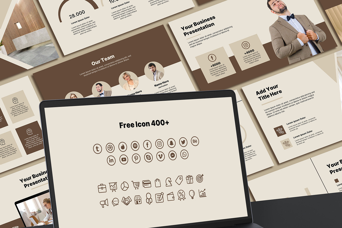 Brown PowerPoint Template Business, a Presentation Template by SKY CREATION
