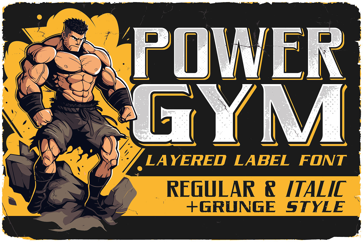 Power Gym. Layered Label Font Family