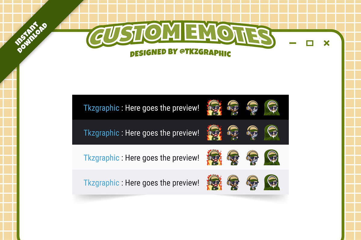 Chibi Army Gamer - Custom Emotes, an Emoji Icon by tkzgraphic