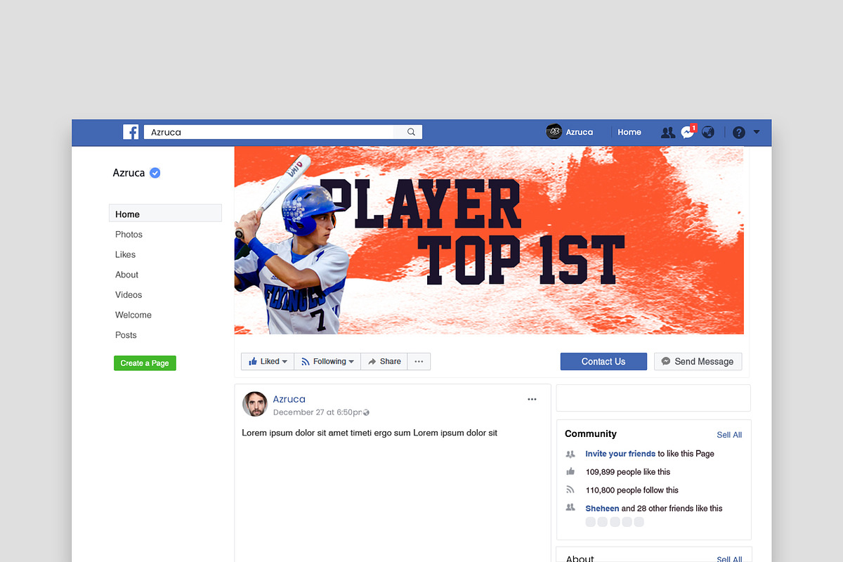 Baseball Facebook Cover Templates, a Social Media Template by Azruca