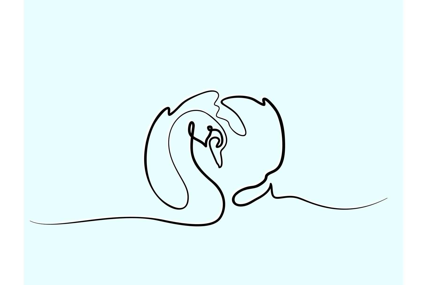 Swan logo one line drawing, a Decorative Illustration by Valenty