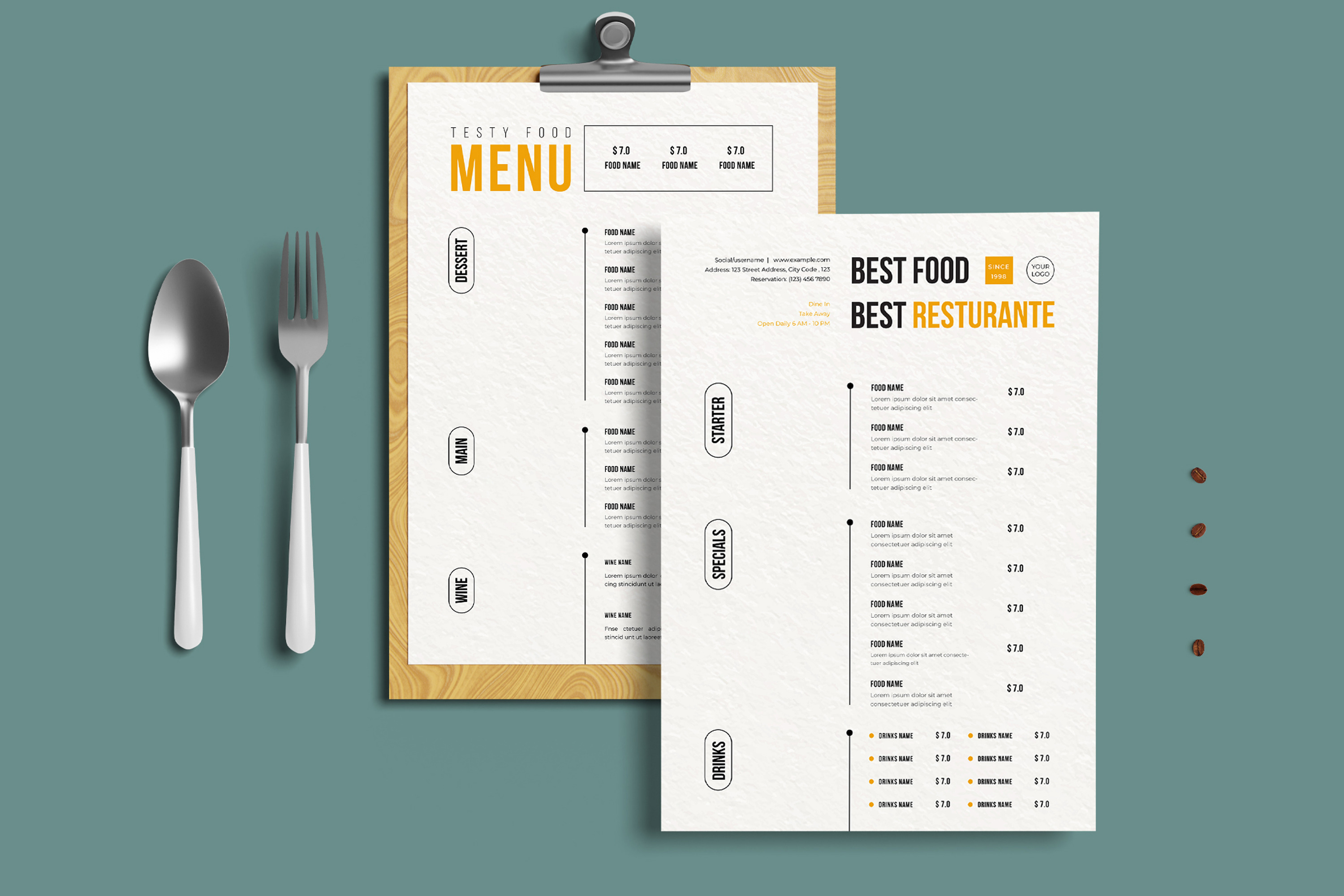 Restaurant Food Menu Layout