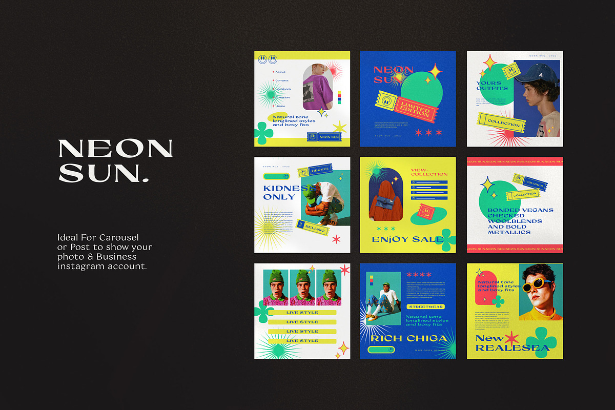 Neon Sun - Brand Instagram Pack, a Social Media Template by Dirtytemp ...