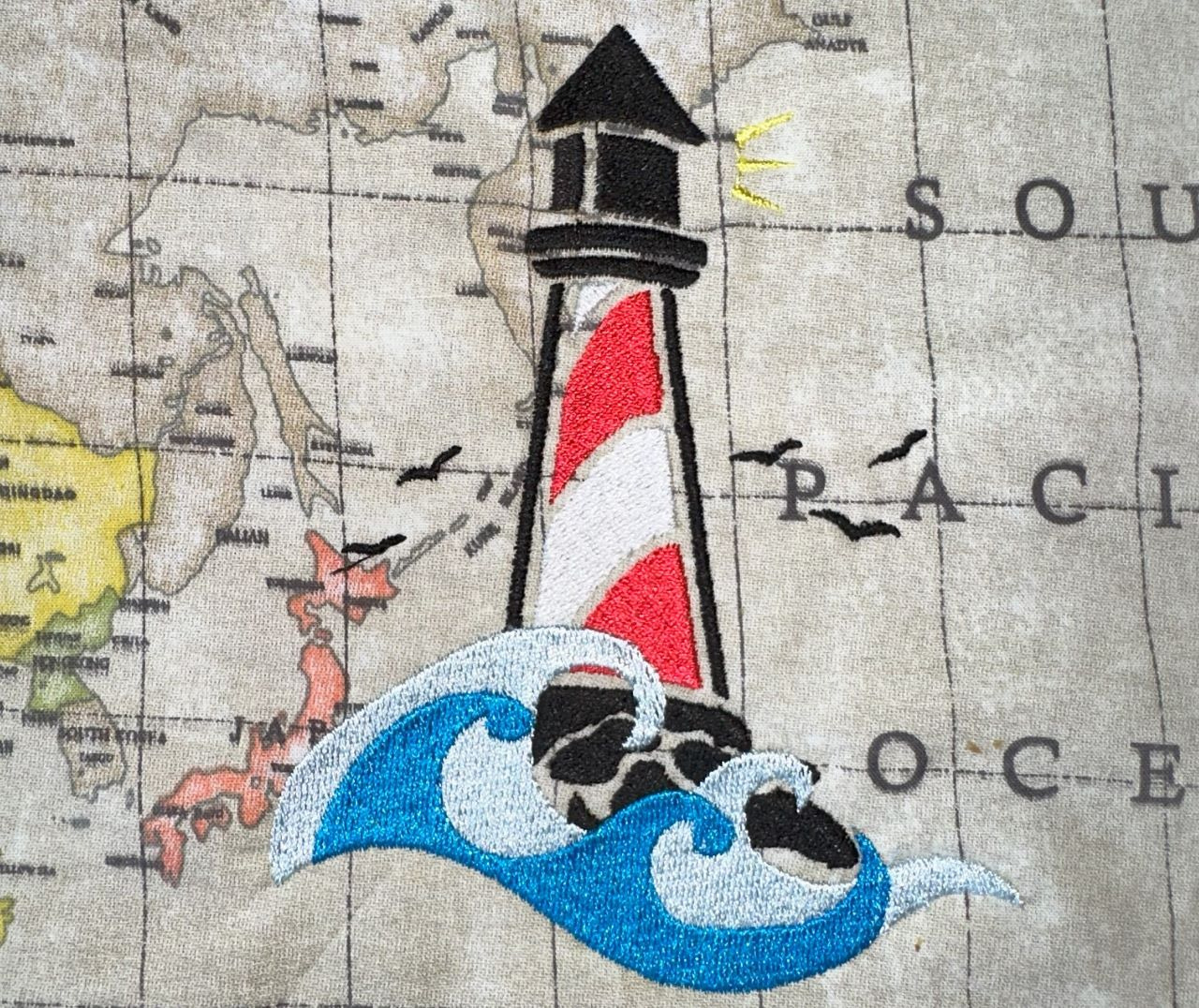 Charming Lighthouse Embroidery Design