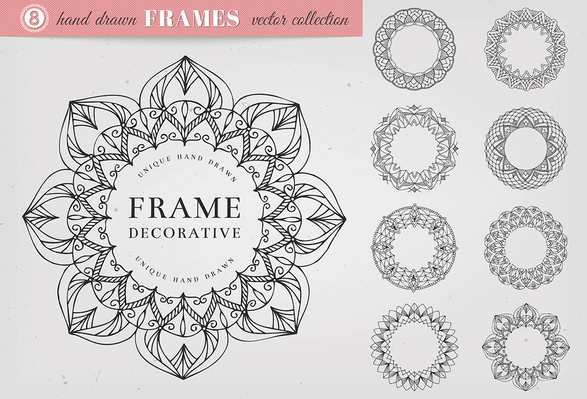 Hand Drawn Decorative Frames, a Decorative Illustration by Solana
