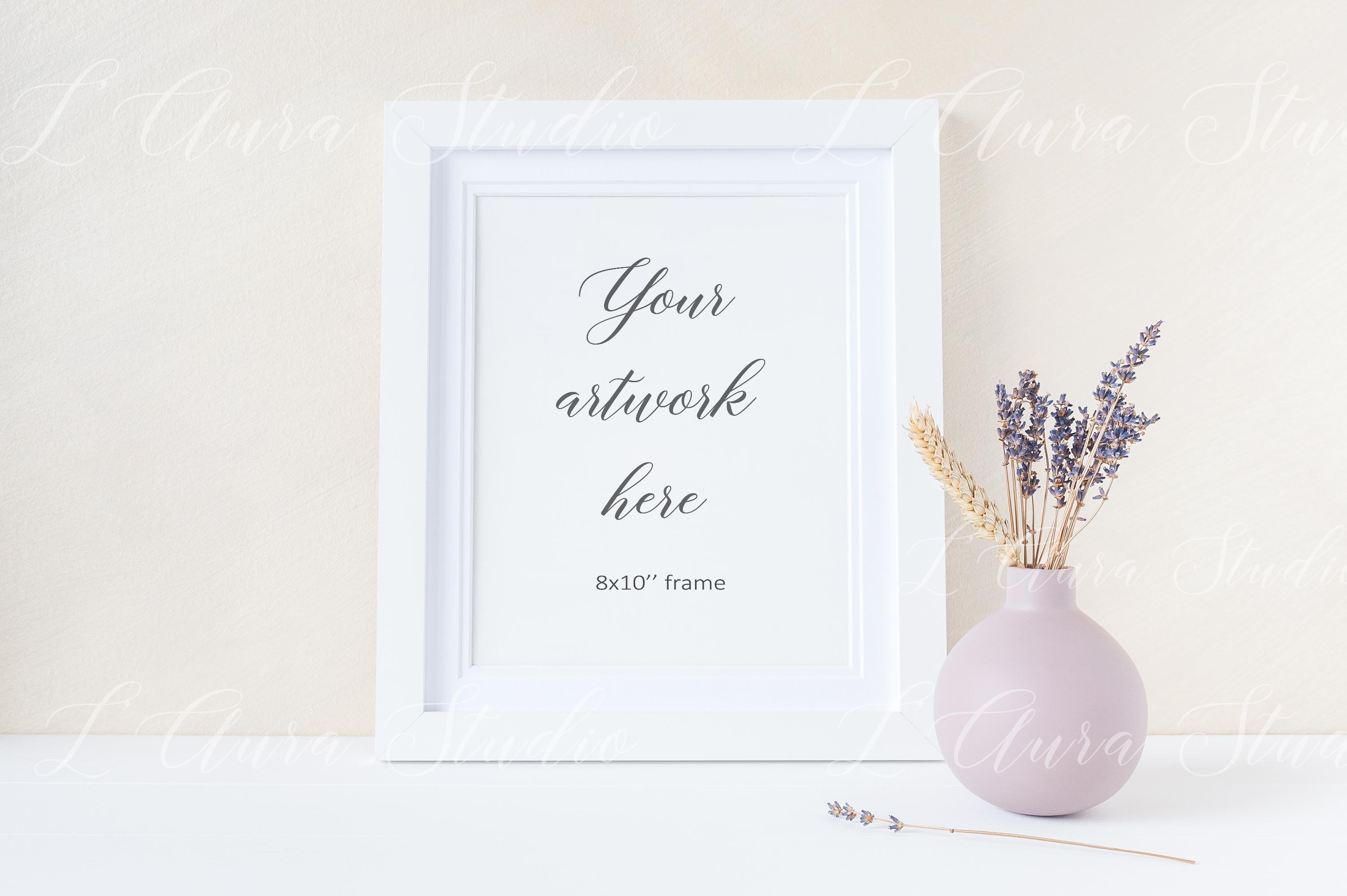 8x10'' Floral frame mock up, a Print Template by L'Aura Studio
