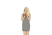 Illustration of woman using phone, a Person Illustration by rawpixel