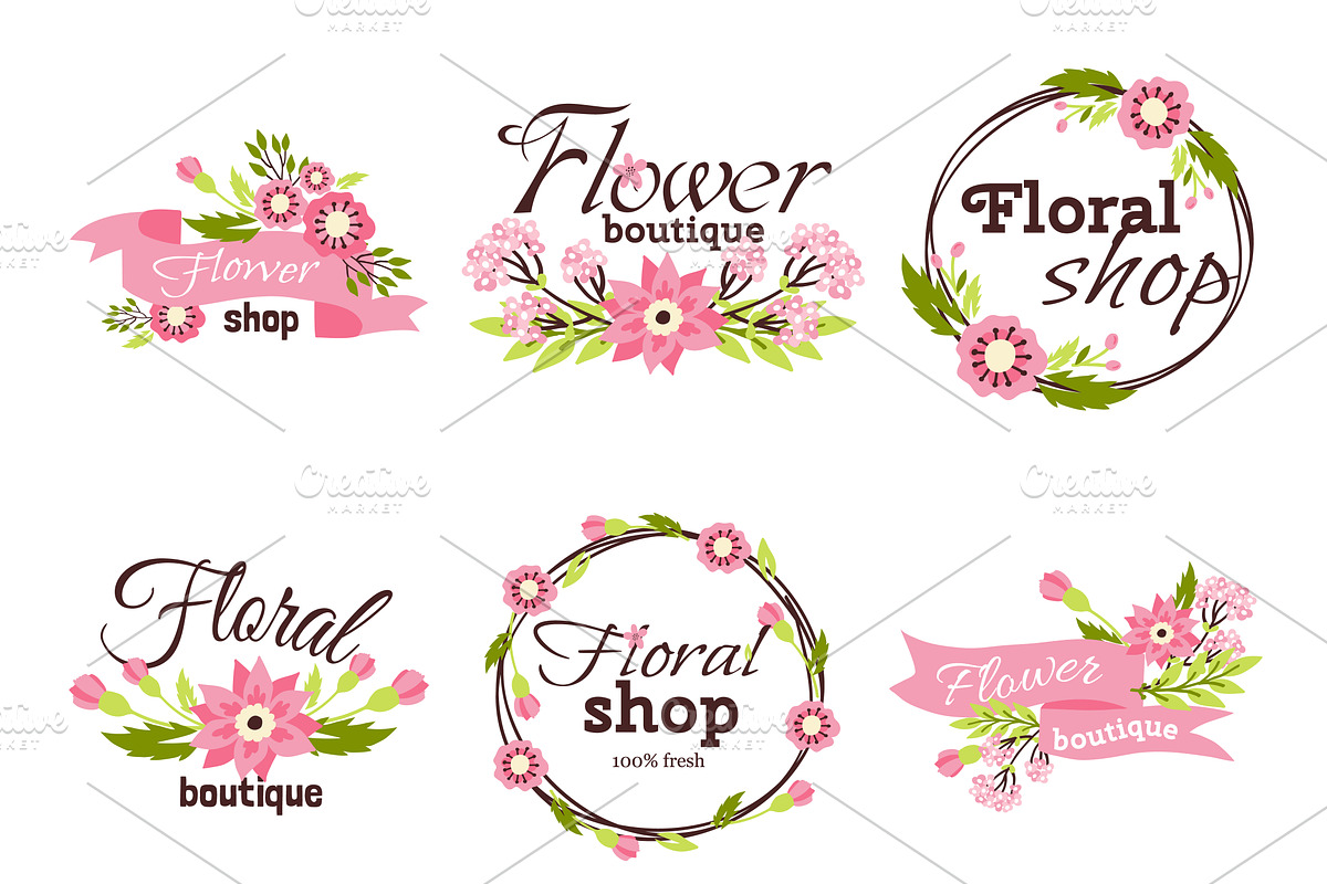 Bright logo for flower shop vector, a Decorative Illustration by KitVector