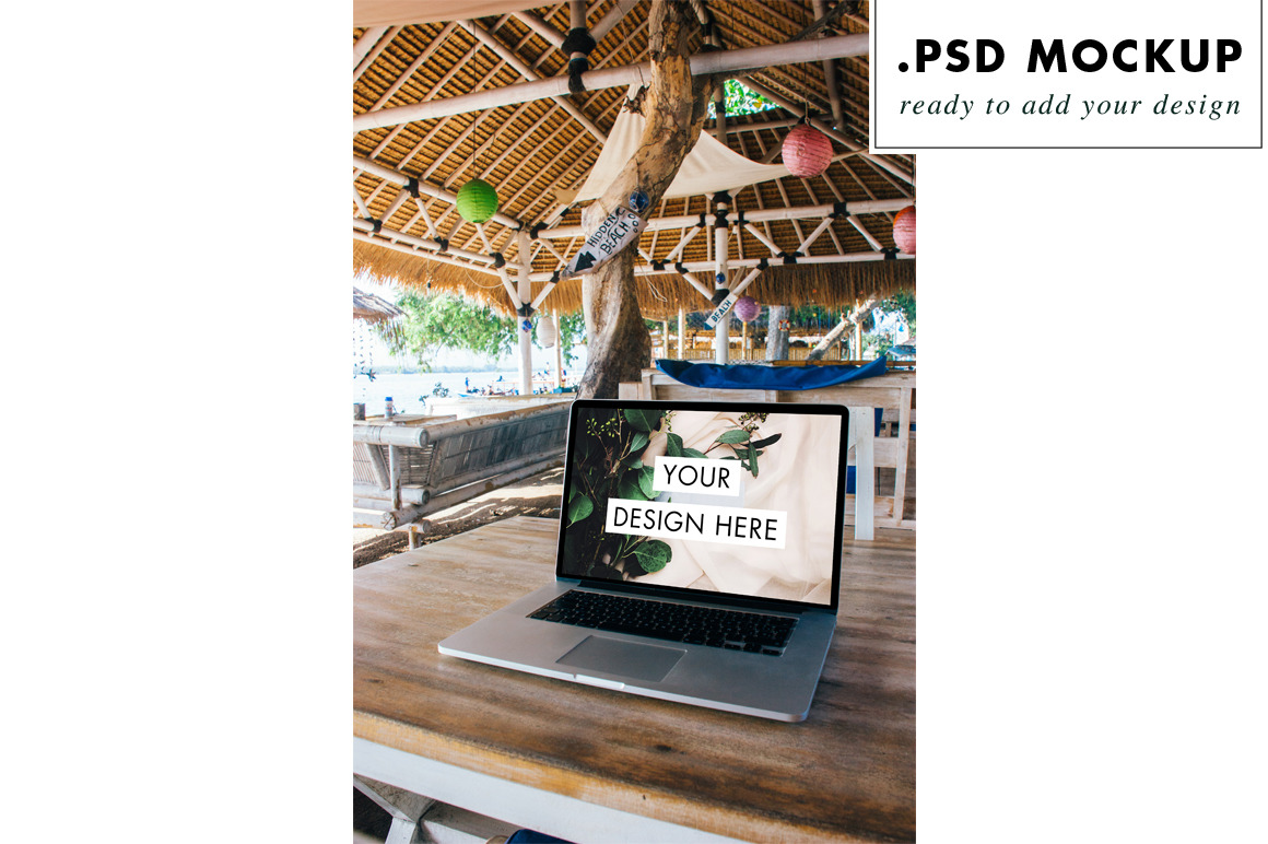 PSD mock up sea vibes, a Mac Mockup by Travelling Mockups