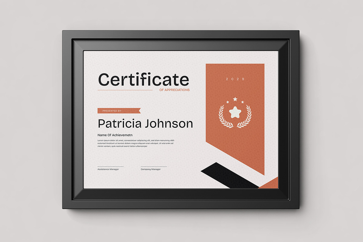 Clean Certificate Design Template, a Stationery Template by HiveArts