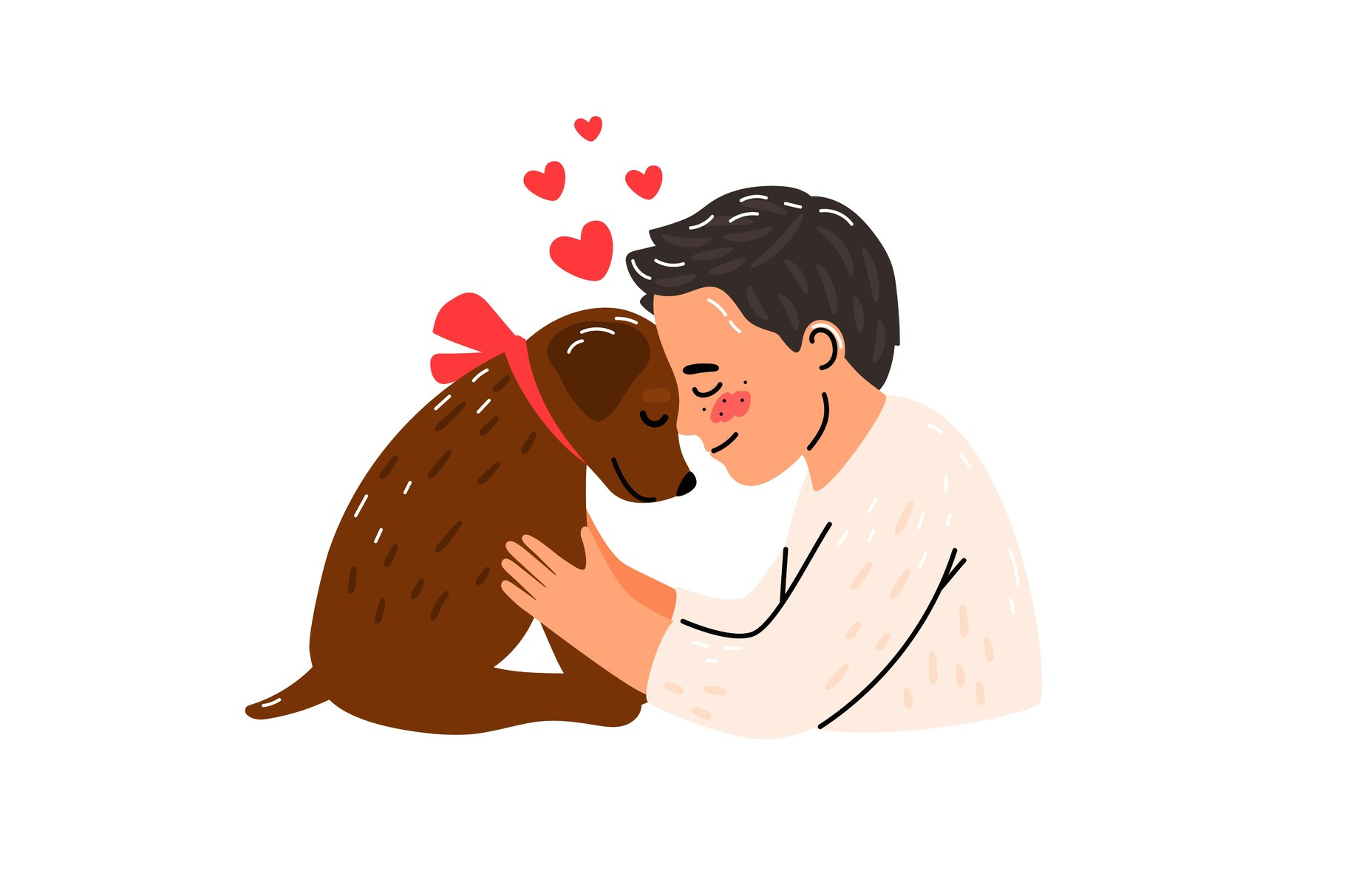 Cartoon young man hugging dog, an Animal Illustration by Stock-Smart-Start