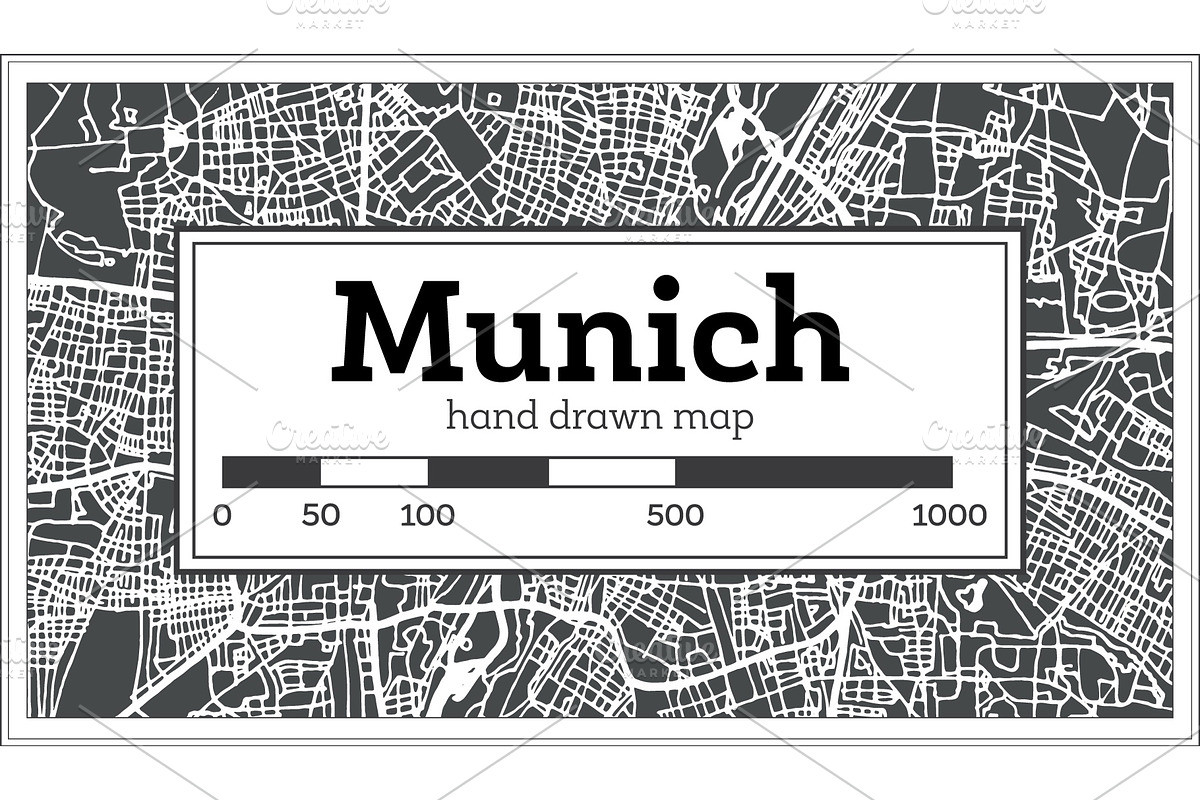 Munich Germany City Map in Retro, a Transportation Illustration by Booblgum