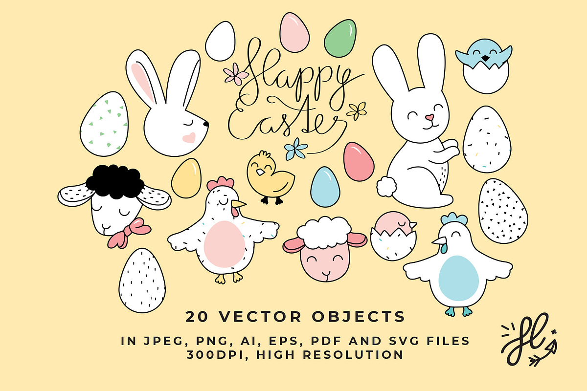 Happy Easter - vector clipart, an Object Graphic by Huxmay