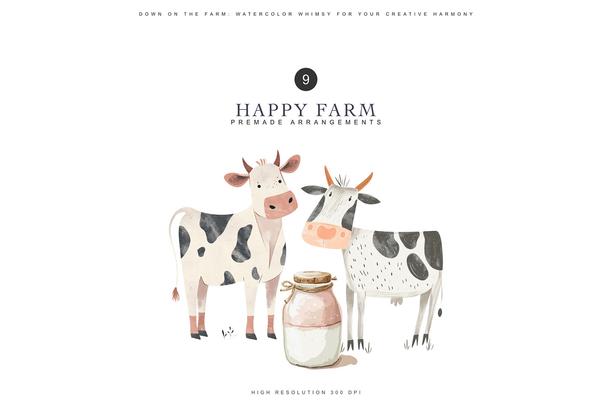 watercolor farm animal clipart set, an Animal Illustration by Pink ...