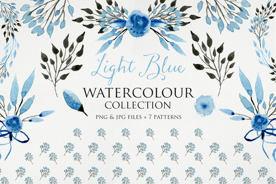 Light Blue Watercolour Elements, an Illustration by Webvilla Studio