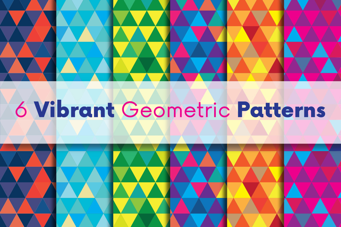 6 Vibrant Geometric Vector Patterns, a Pattern Graphic by Karim Takla
