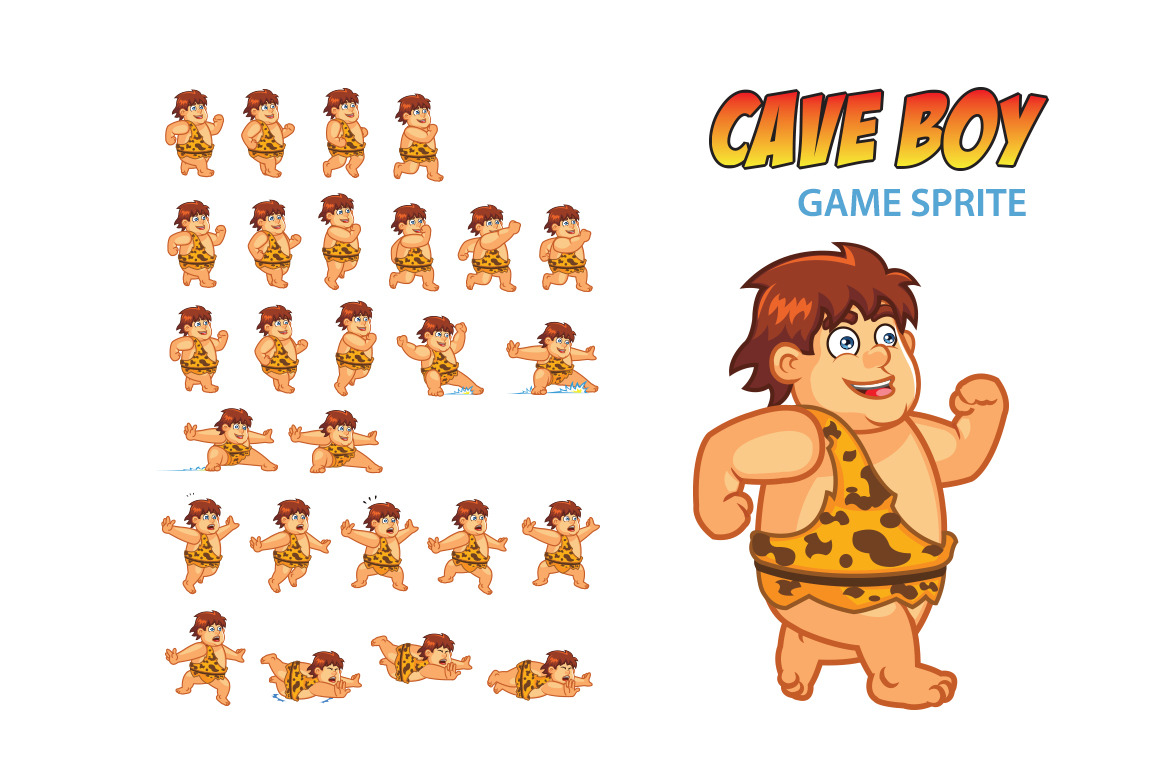 Cave Boy Game Sprite, an Illustration by Silpin