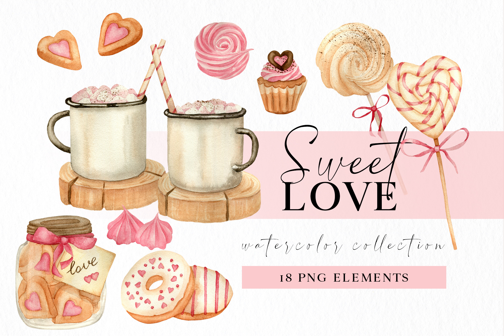 Valentines day clipart pink sweets, a Food Illustration by ...