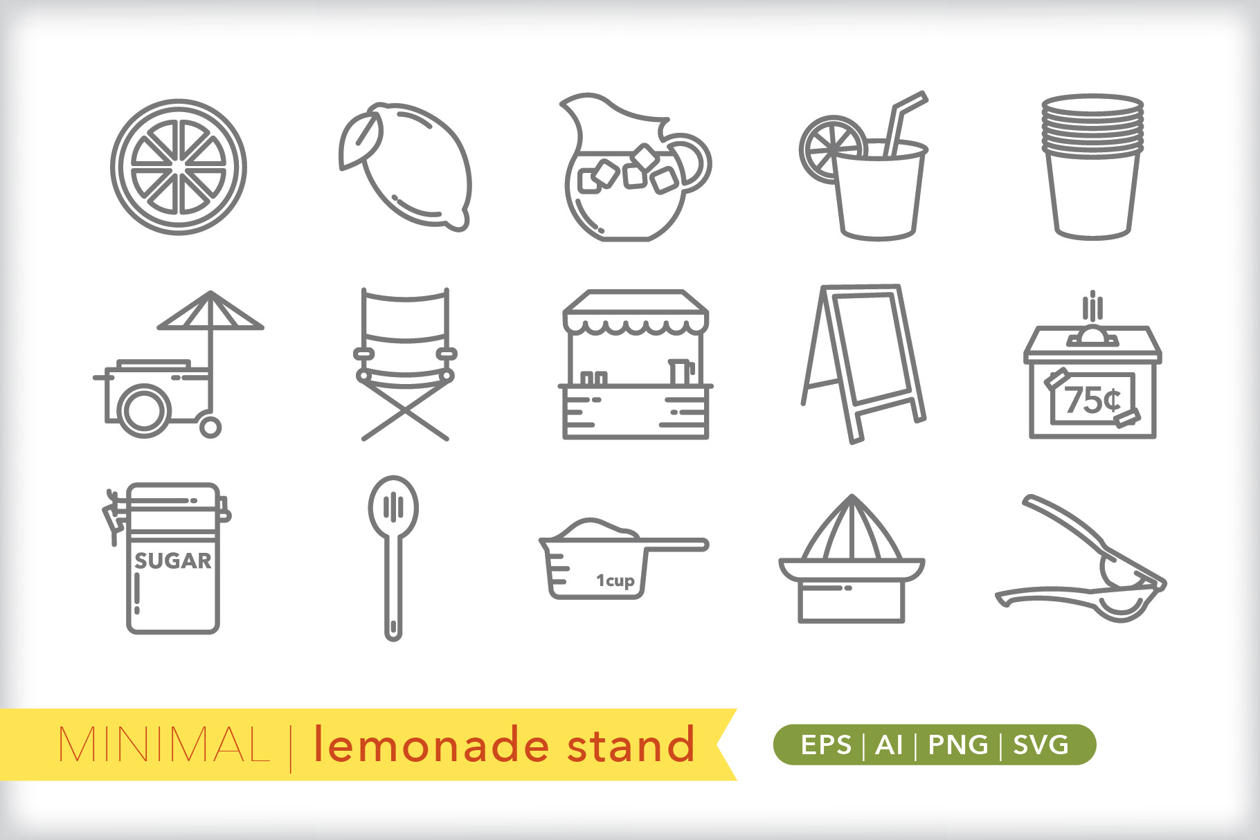 Minimal lemonade stand icons, an Outline Icon by Picture Window
