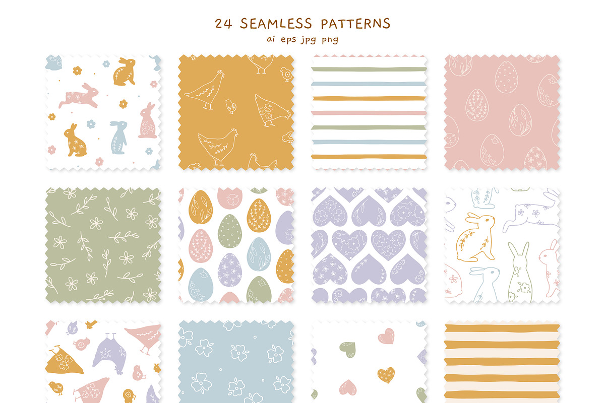 Happy Easter - Line Art Spring Set, a Pattern Graphic by simpleblues ...