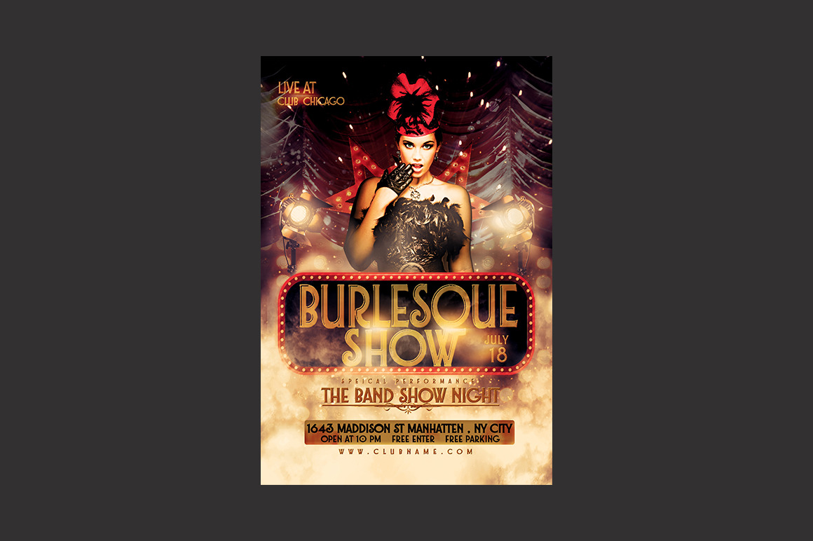 Burlesque and Cabaret Flyer, a Flyer Template by DSGraphicDesign