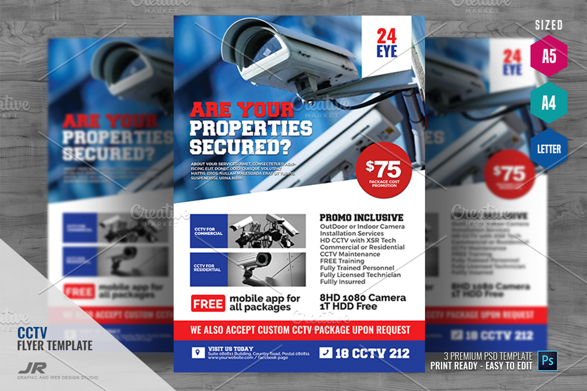 Security and Surveillance Camera, a Flyer Template by PSDPixel