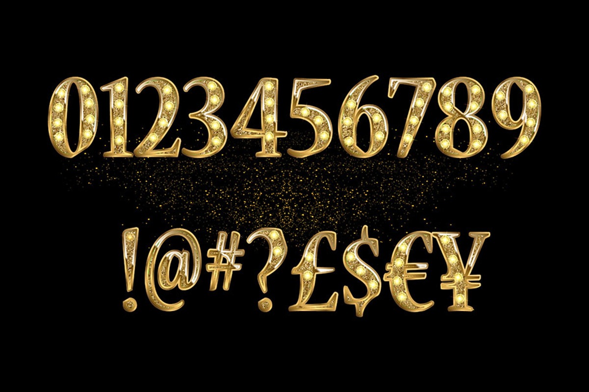 Gold glittering metal numbers, a Background Graphic by Aromeo ...