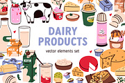 Dairy food products, milk drinks set, a Food Illustration by Good Studio