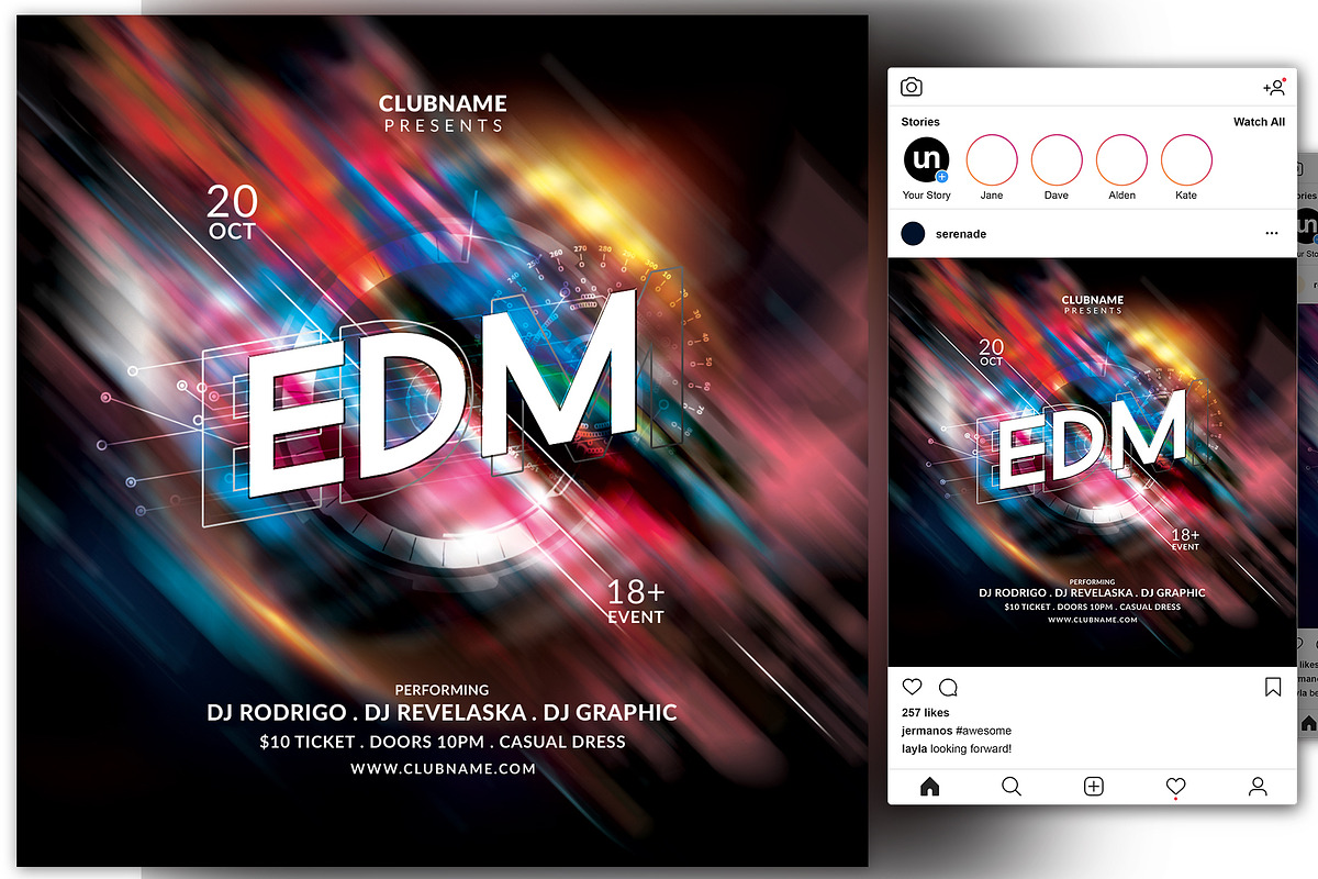 EDM Flyer, a Flyer Template by KiraYamato Design Studio