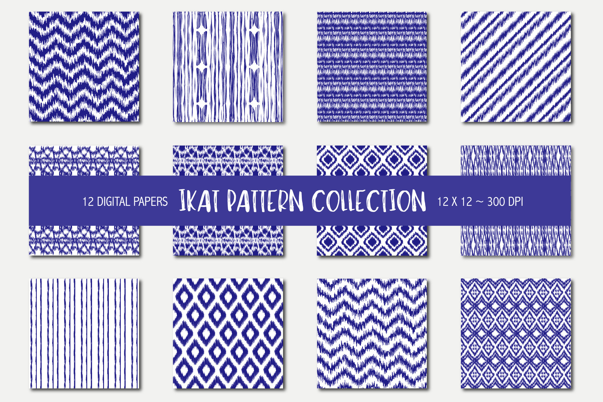 Blue Ikat Scrapbook Paper Patterns, a Pattern Graphic by Patterns for ...