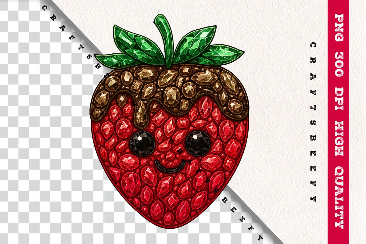 Faux Rhinestone Strawberry PNG