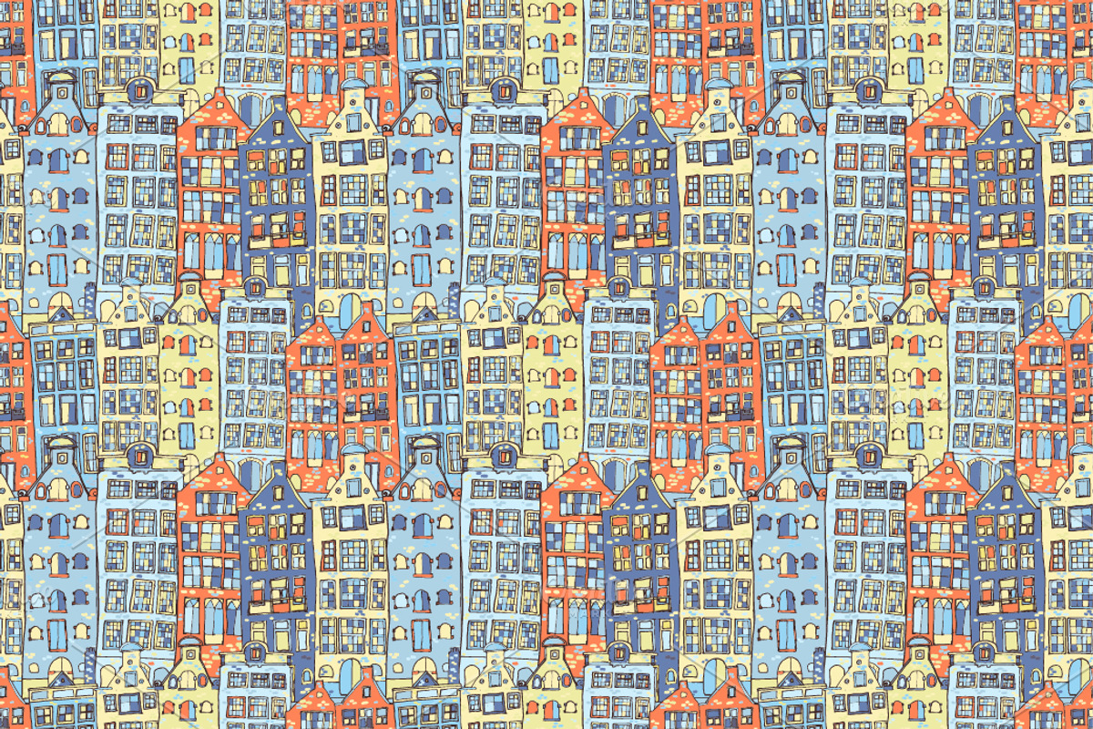 6 Seamless Amsterdam patterns, a Pattern Graphic by Alena Stoyko design