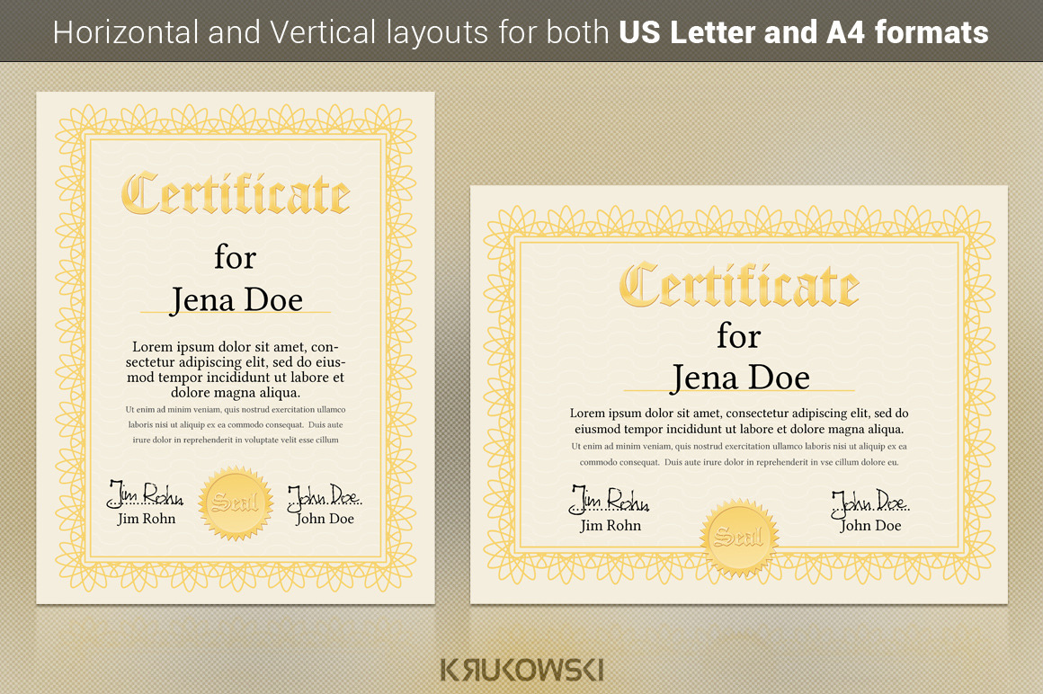 Certificate Template, a Stationery Template by Krukowski Graphics