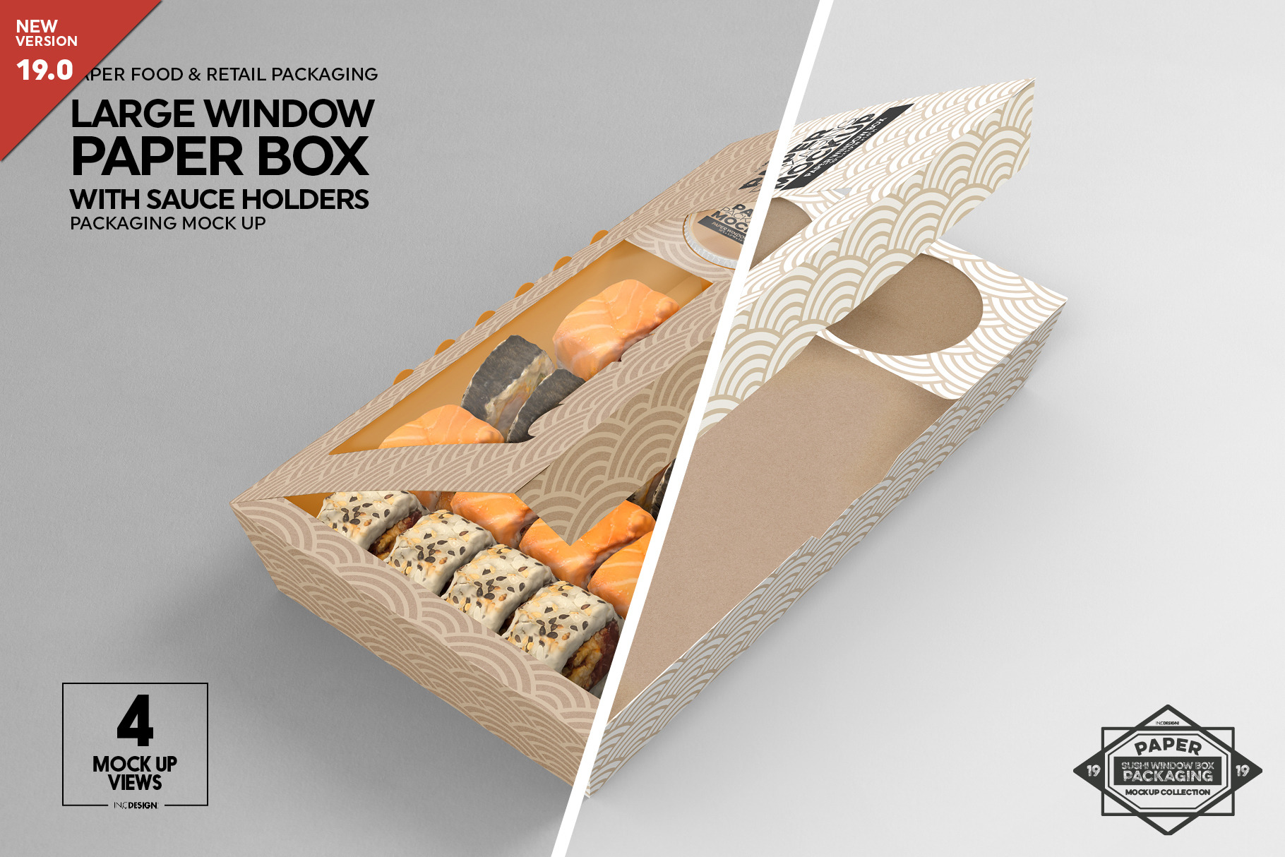Paper Window Sushi Box Large Mockup, a Cups & Container Mockup by INCDesign