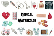 Watercolor Medical, Hospital Clipart, a Healthcare Illustration by Awieee1