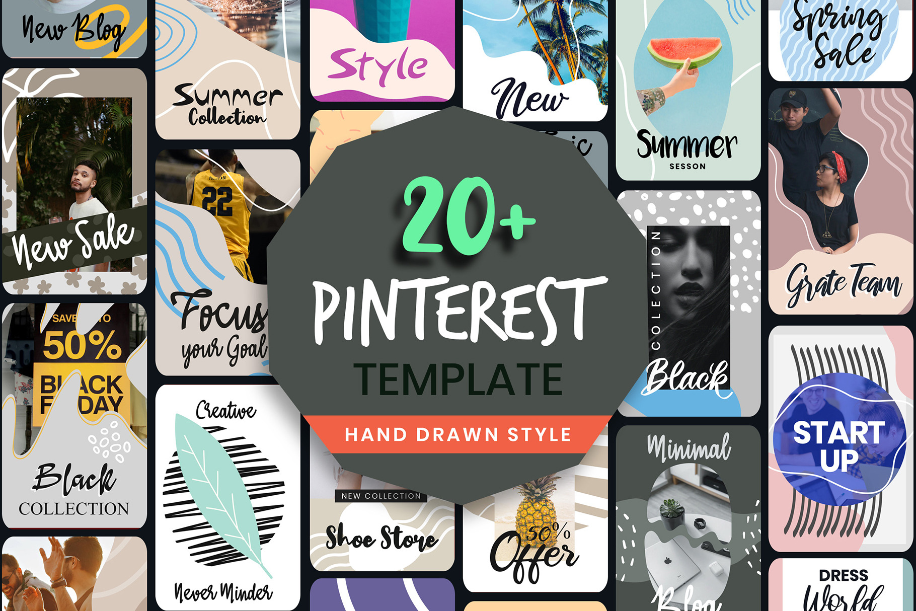 Hand Drawn Style Pinterest Post Temp, a Social Media Template by ...