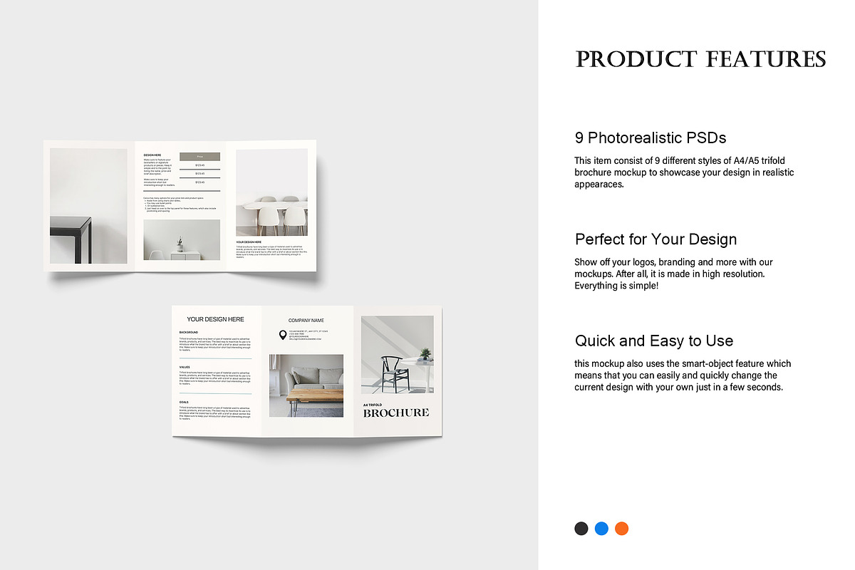 A4 Trifold Brochure Mockup, a Books & Magazine Mockup by Lxadesign